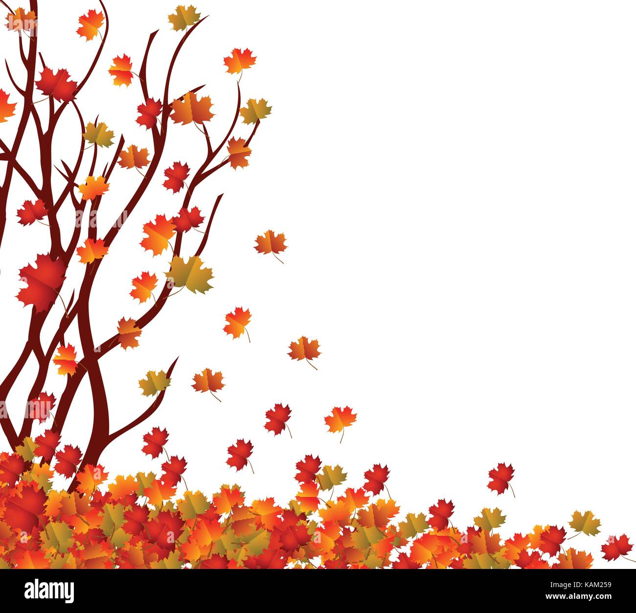 Autumn tree and pile of leaves. Fall Leaves Background Stock Vector ...