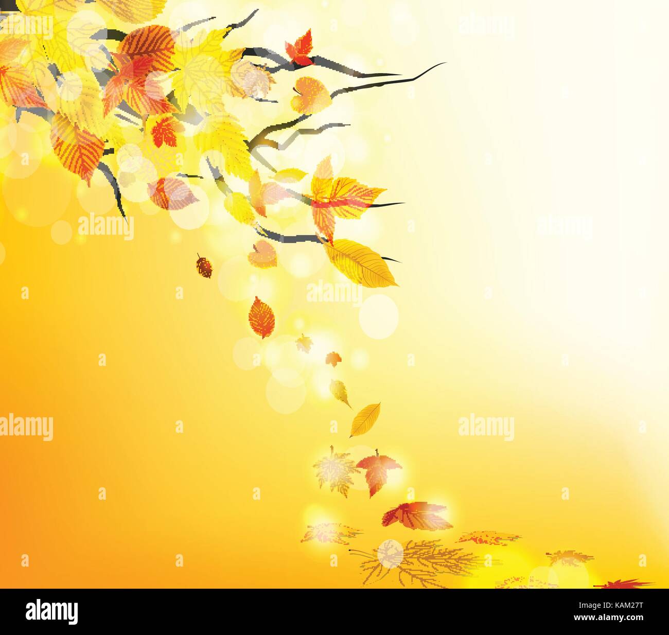 Autumn leaves falling in bright Stock Vector Images - Alamy