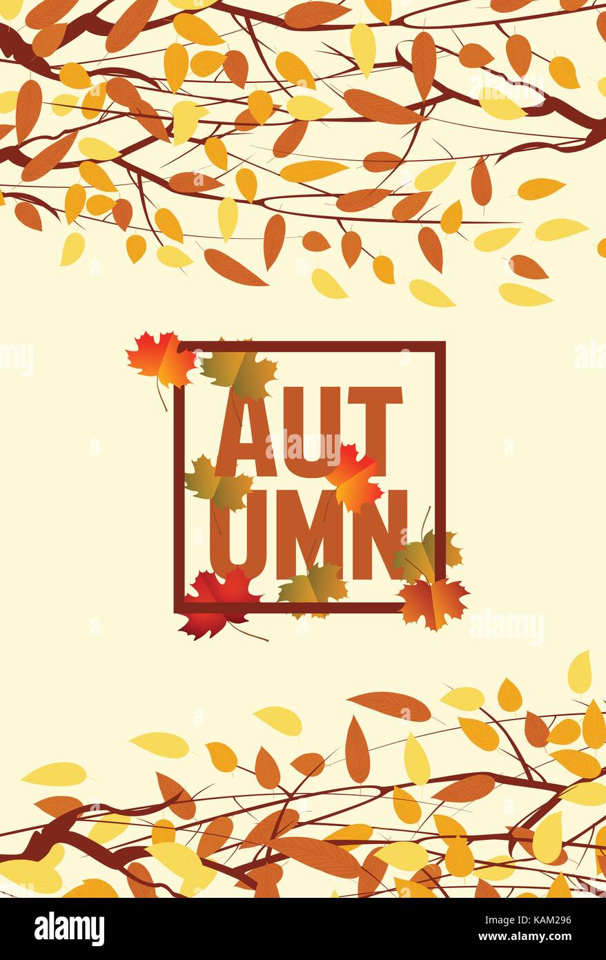 Banner with the words autumn. Autumn leaves background Stock Vector ...