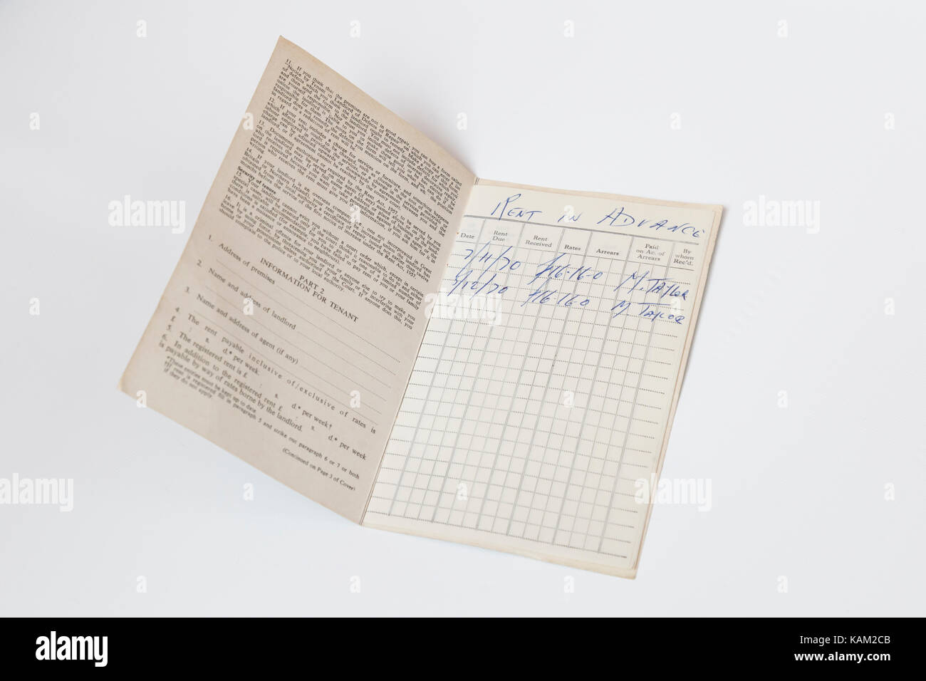 Rent book from 1970 Stock Photo - Alamy