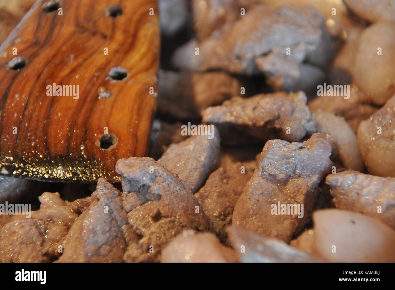 Afelia. Cypriot national dish of marinated and stewed pork in aromatic ...