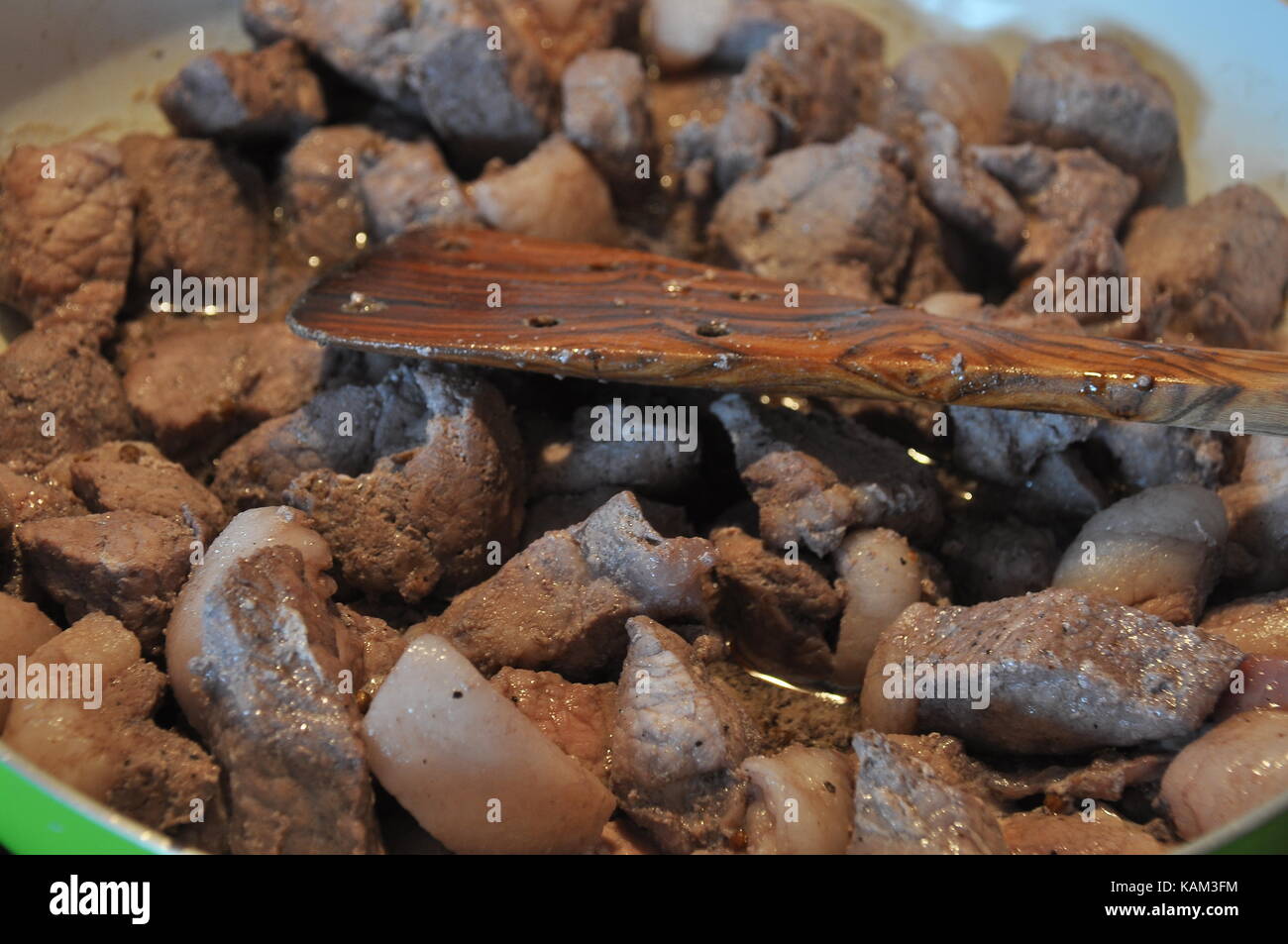 Afelia. Cypriot national dish of marinated and stewed pork in aromatic ...