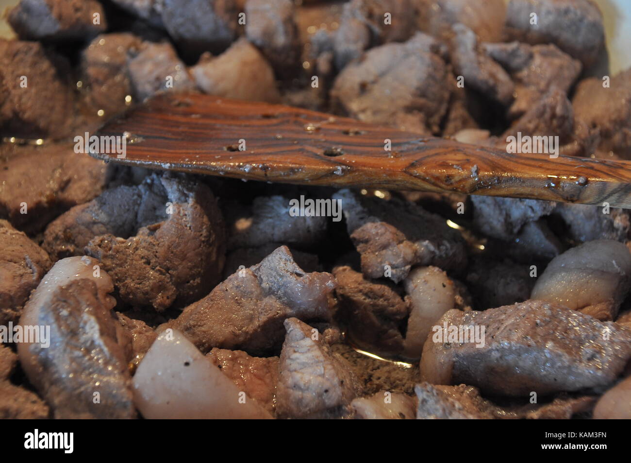 Afelia. Cypriot national dish of marinated and stewed pork in aromatic ...