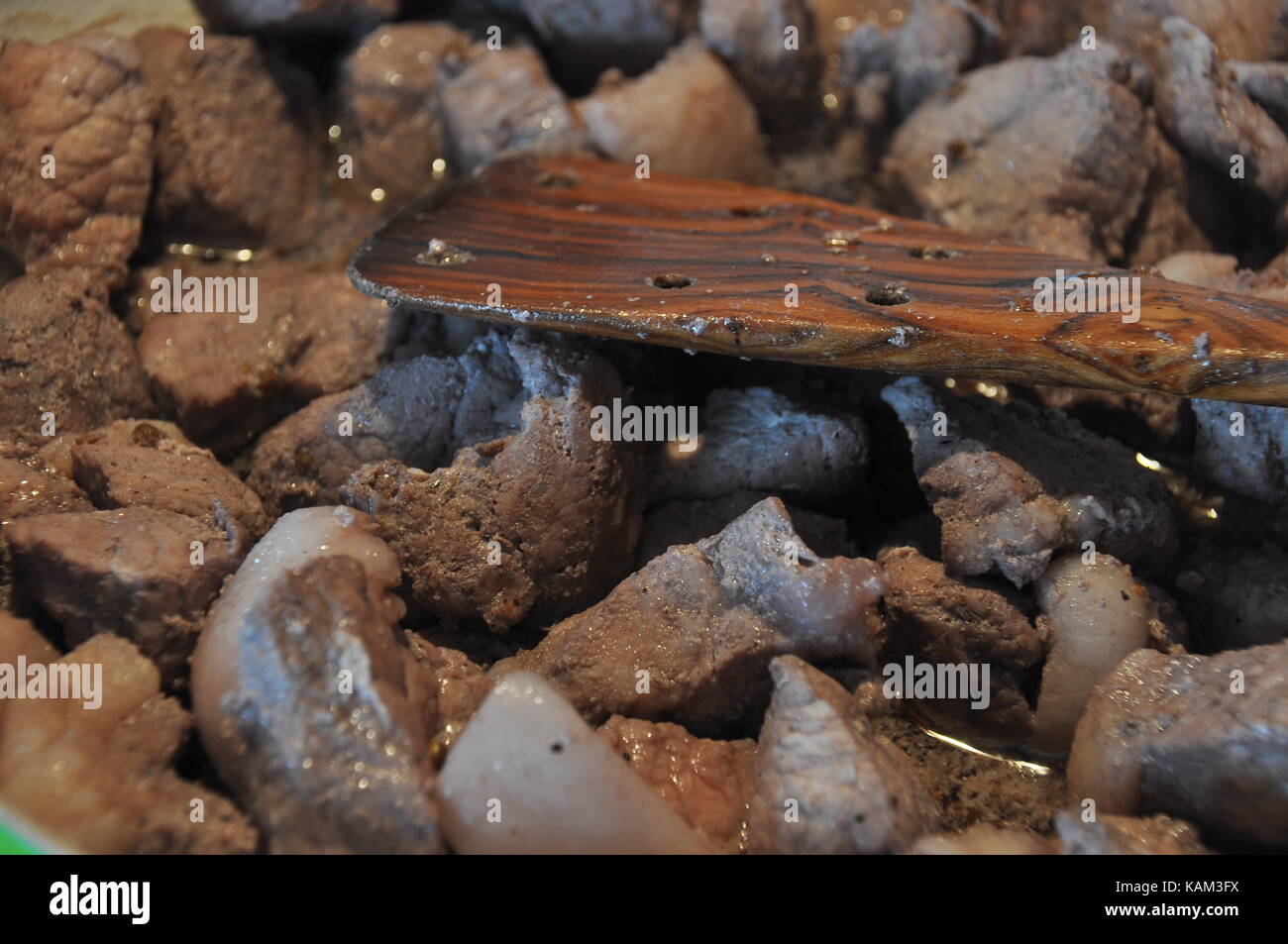 Afelia. Cypriot national dish of marinated and stewed pork in aromatic ...