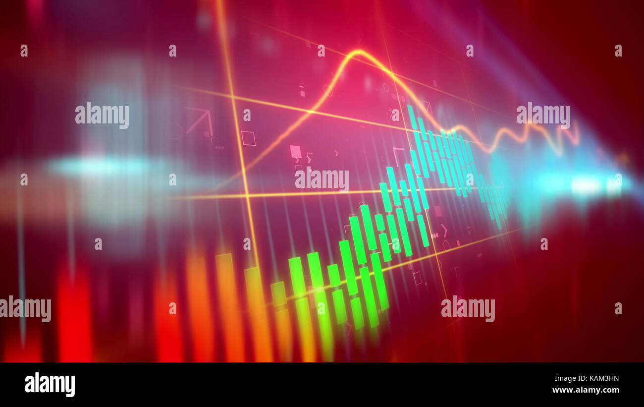 Dazzling 3d illustration of a multicolored business line chart ...
