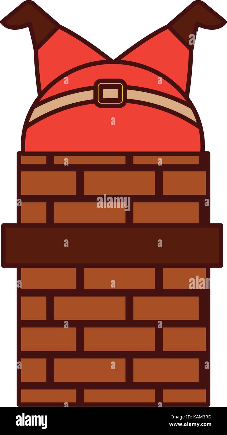 santa claus stuck in the chimney on the roof christmas Stock Vector ...
