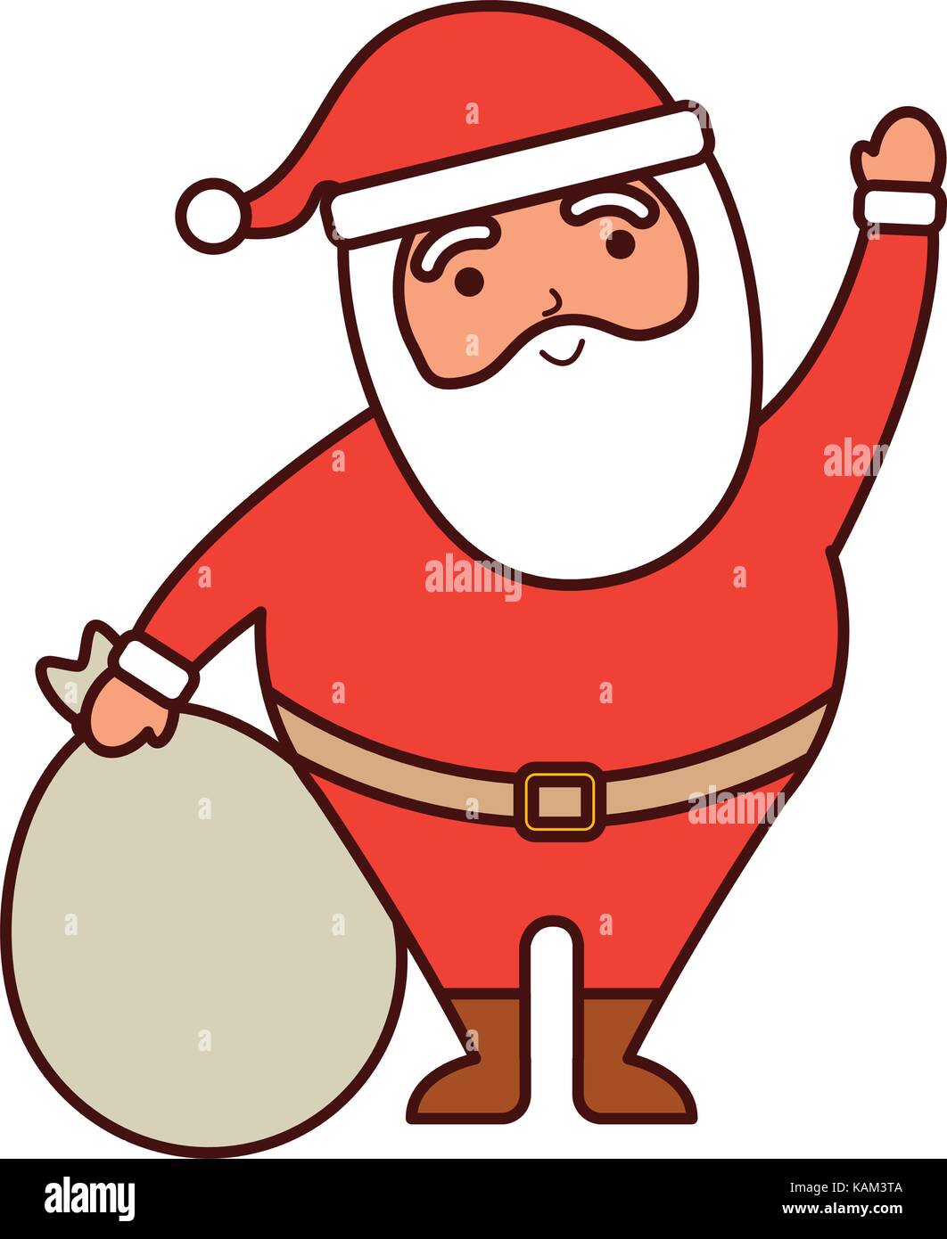 christmas happy santa claus waving hand with bag toys Stock Vector ...