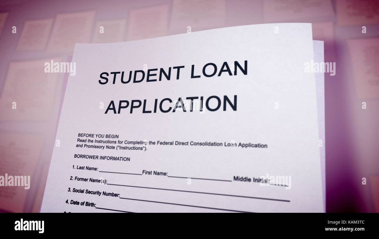 Pop art 3d illustration of a student loan application put aslant in the ...