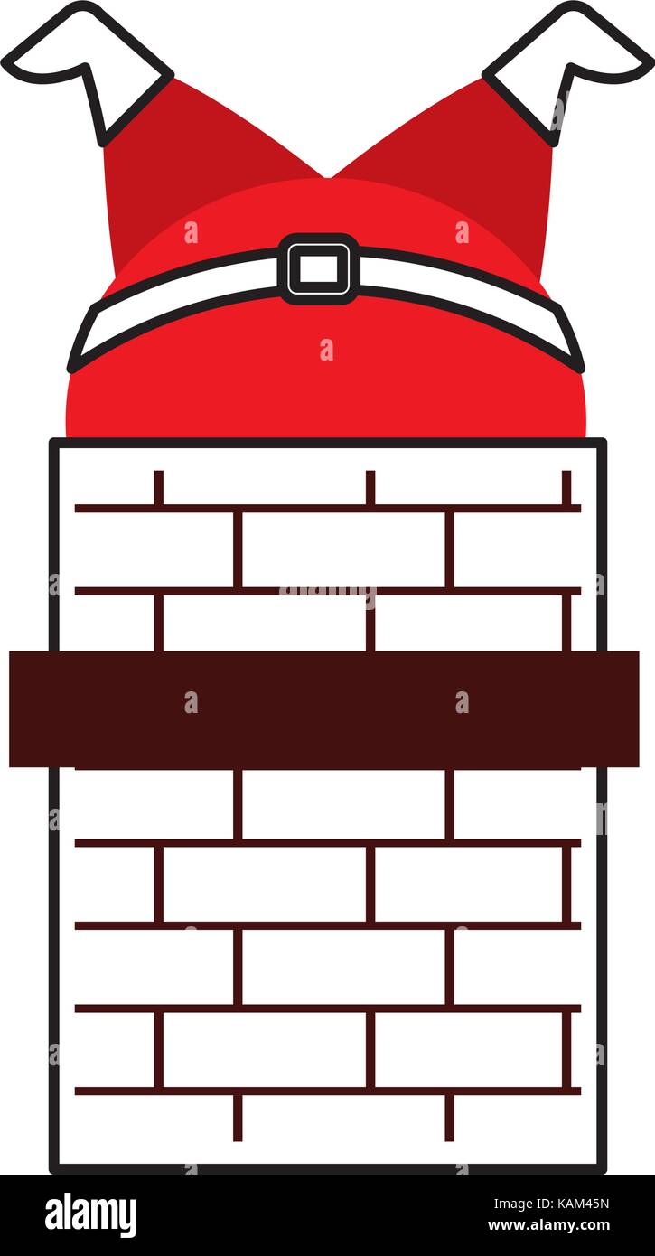 santa claus stuck in the chimney on the roof christmas Stock Vector ...