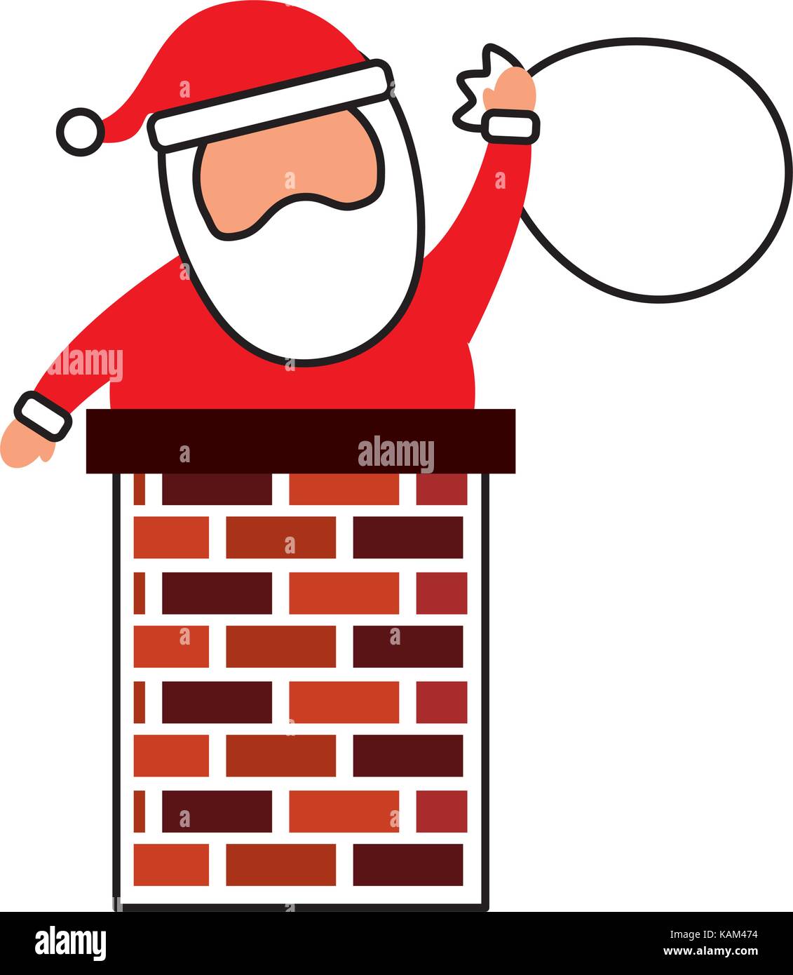 merry christmas santa claus in the chimney with bag toys gift card ...