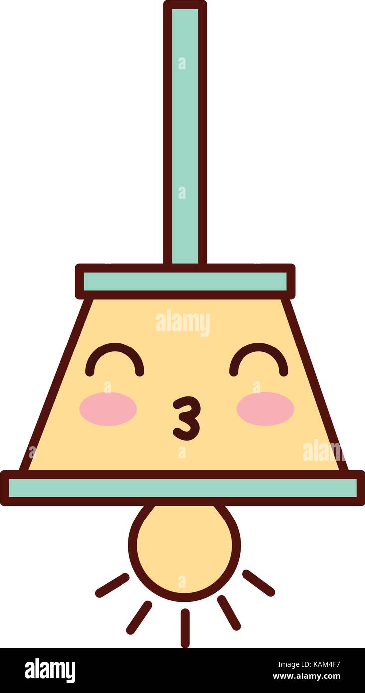 kawaii hanging lamp bulb light decoration cartoon Stock Vector Image ...