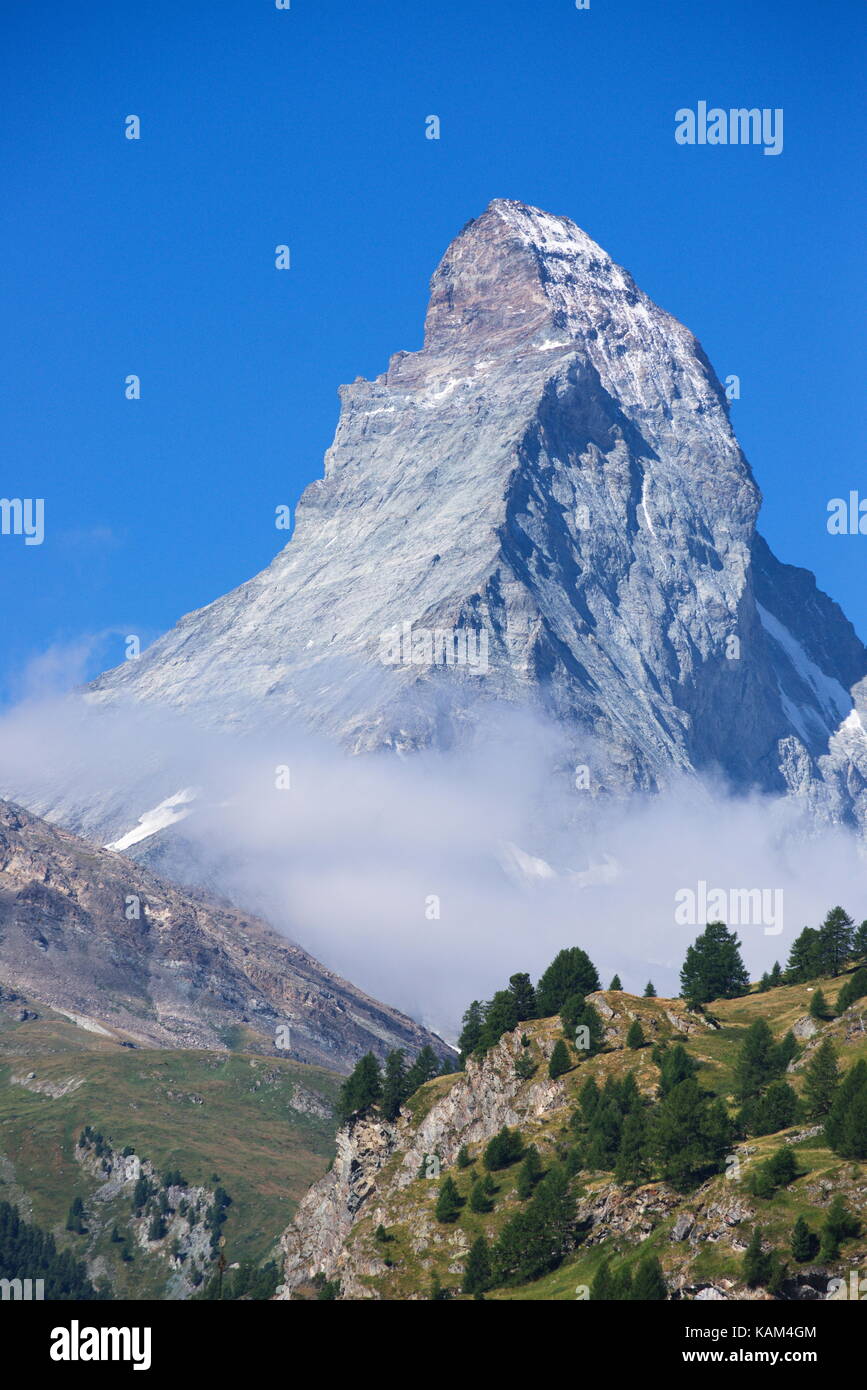 View of Matterhorn from the center of Zermatt Stock Photo - Alamy