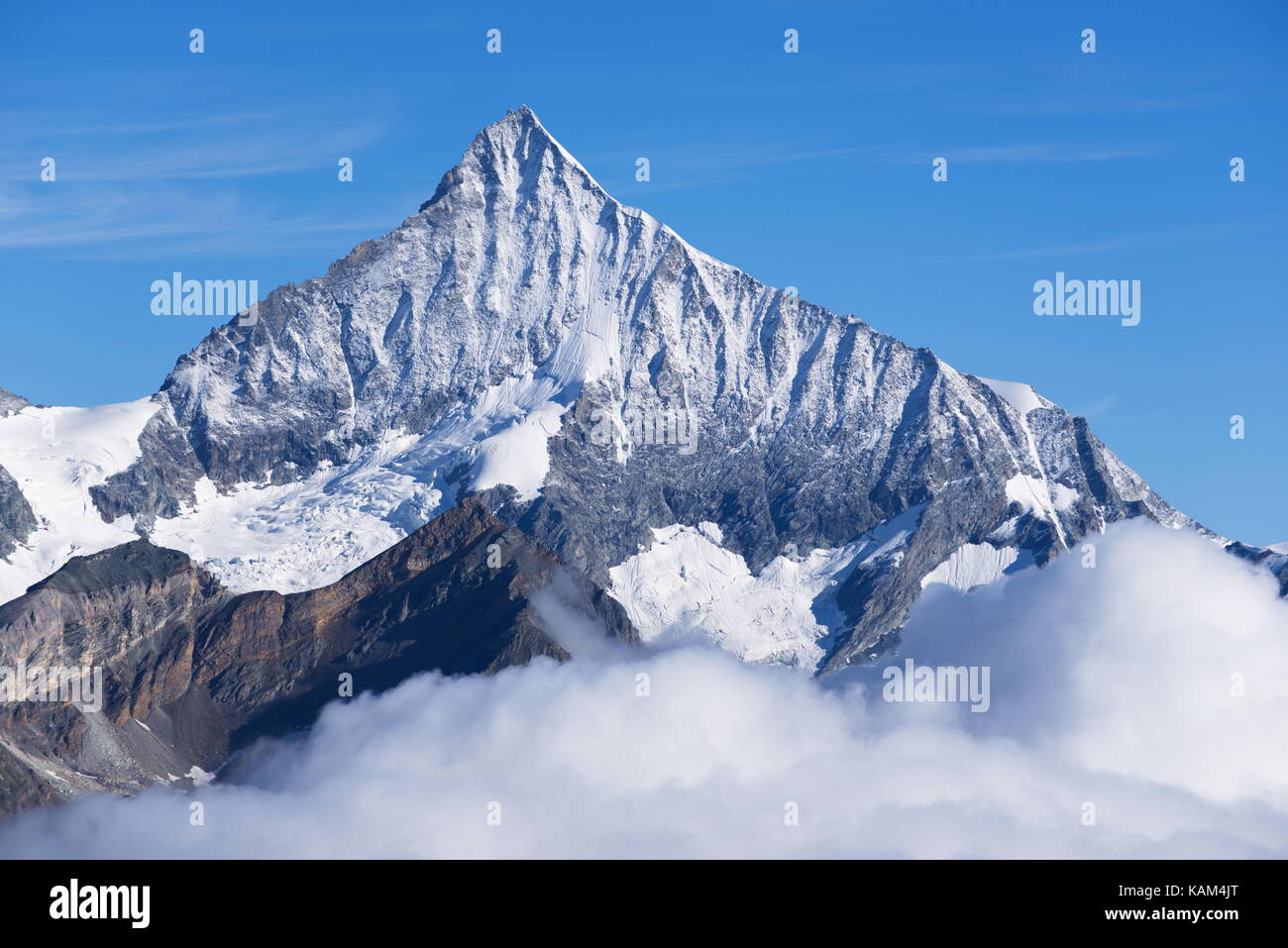 View of Weisshorn from Gornergrat Stock Photo - Alamy