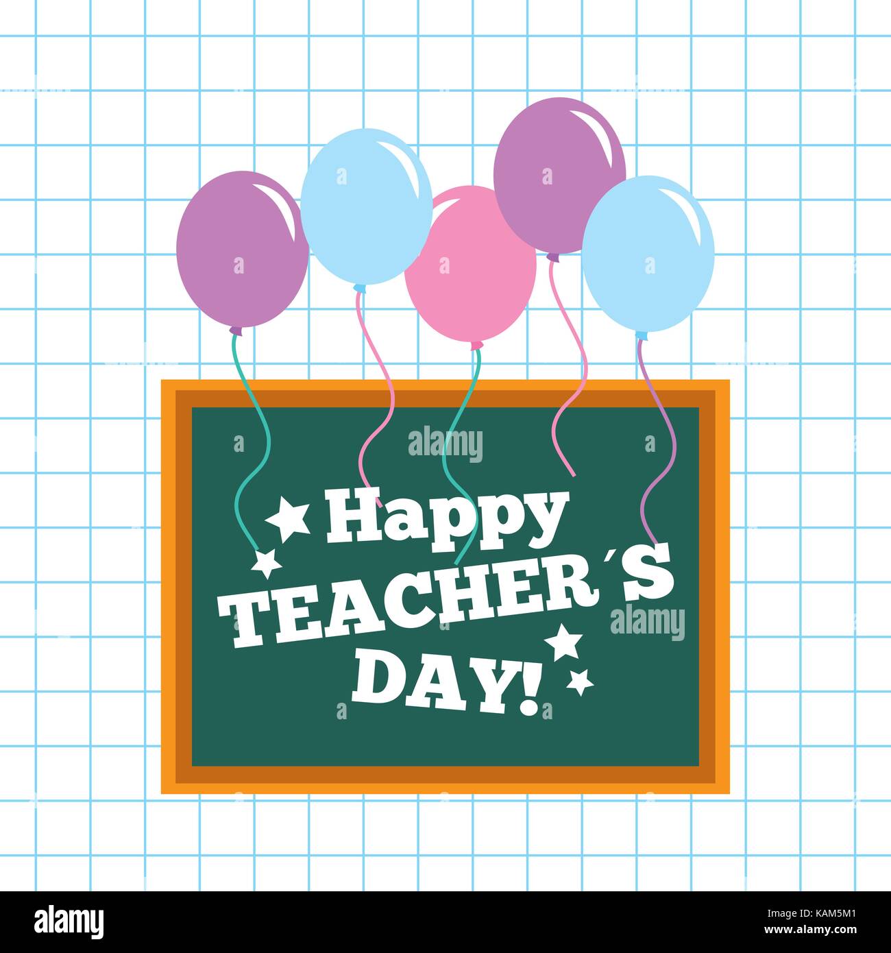 happy teacher day card chalkboard and balloons Stock Vector Image & Art ...