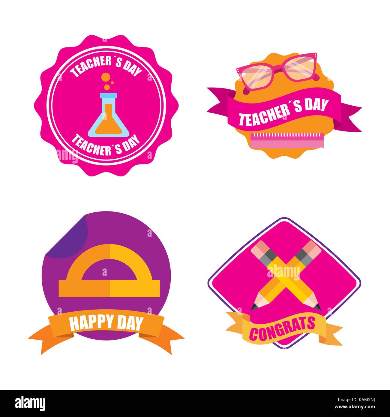 set of teachers day celebration badge decoration Stock Vector Image ...
