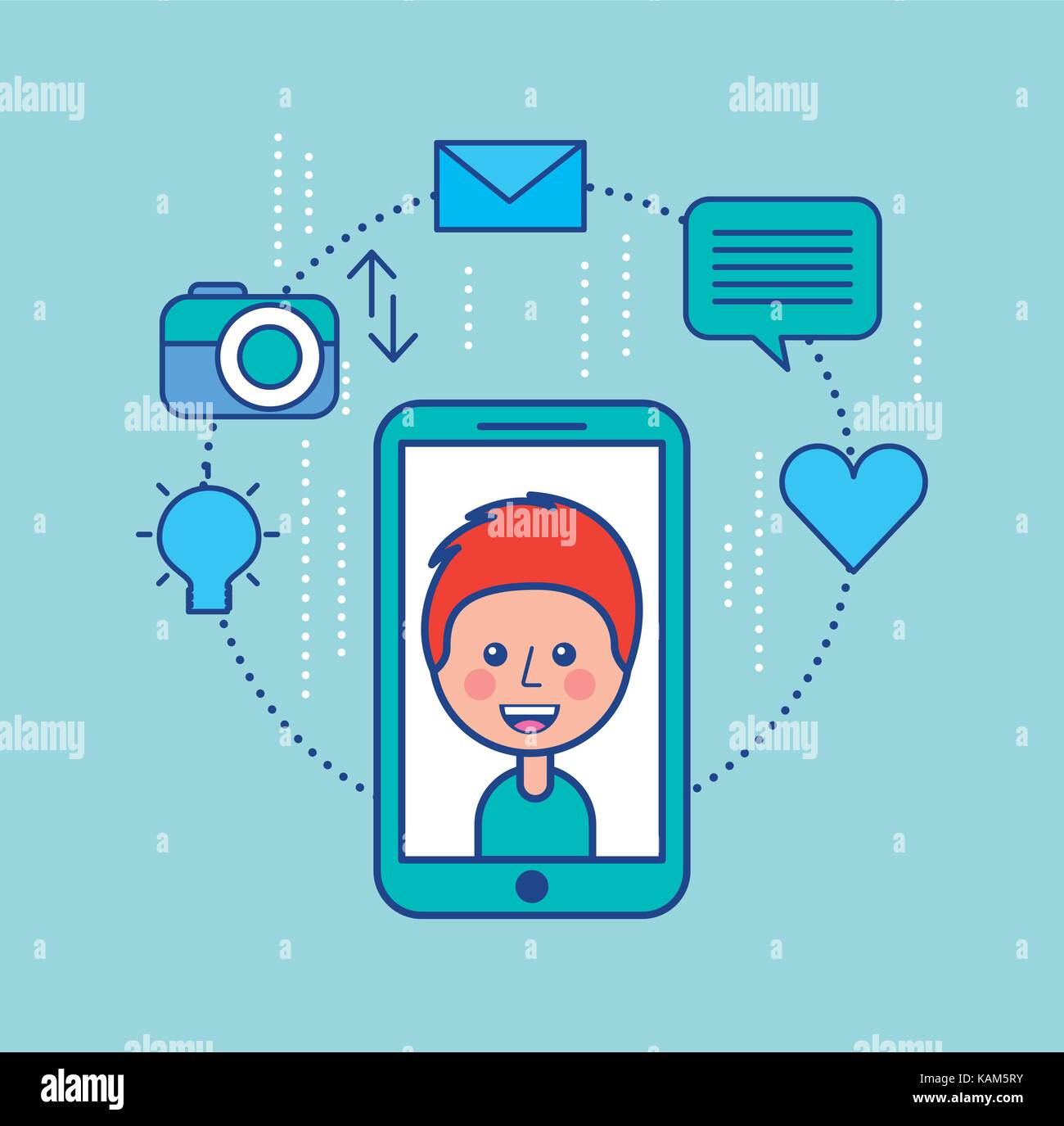 Boy using social media Stock Vector Images - Alamy