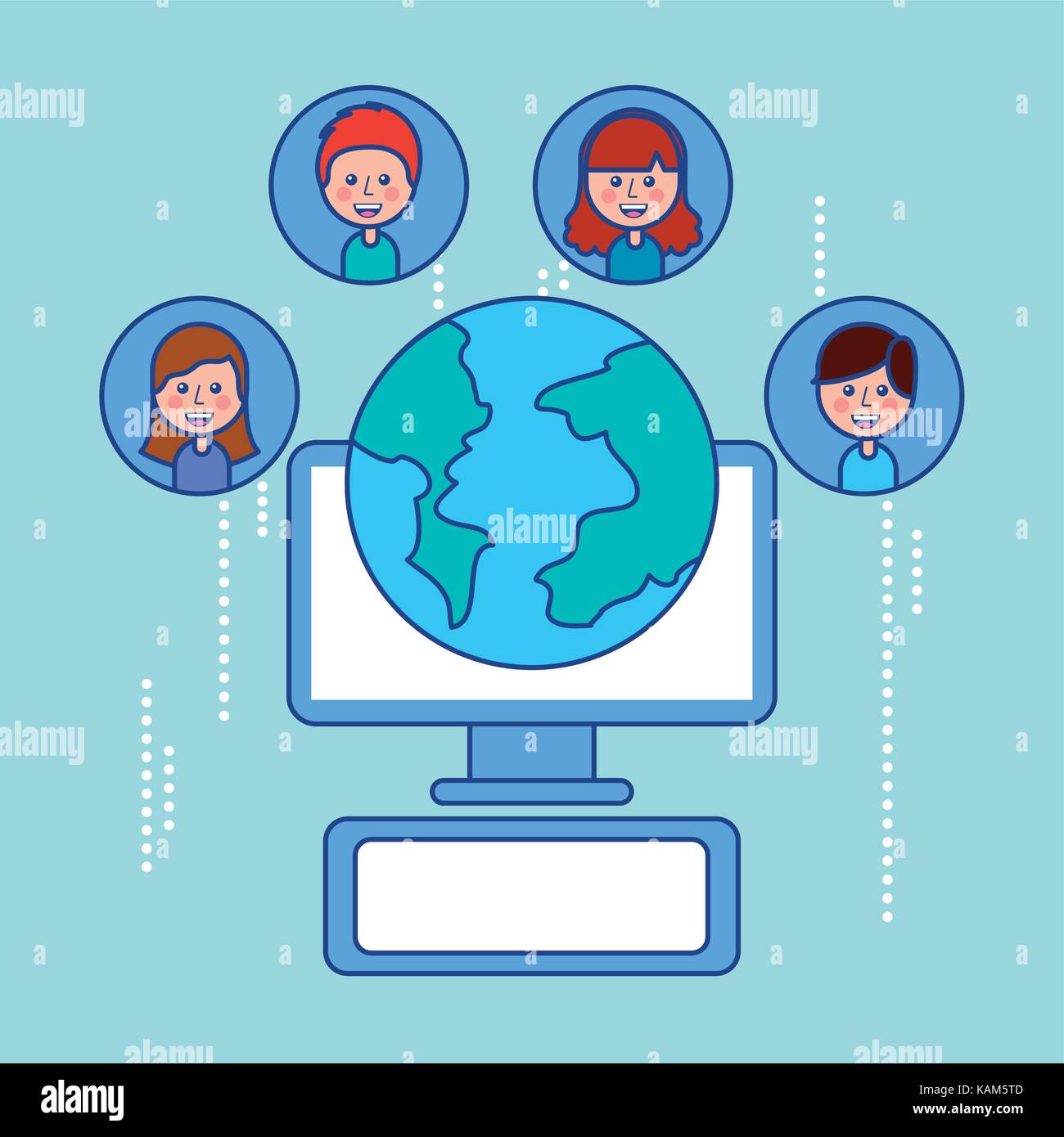 globe world people computer technology social media Stock Vector Image ...