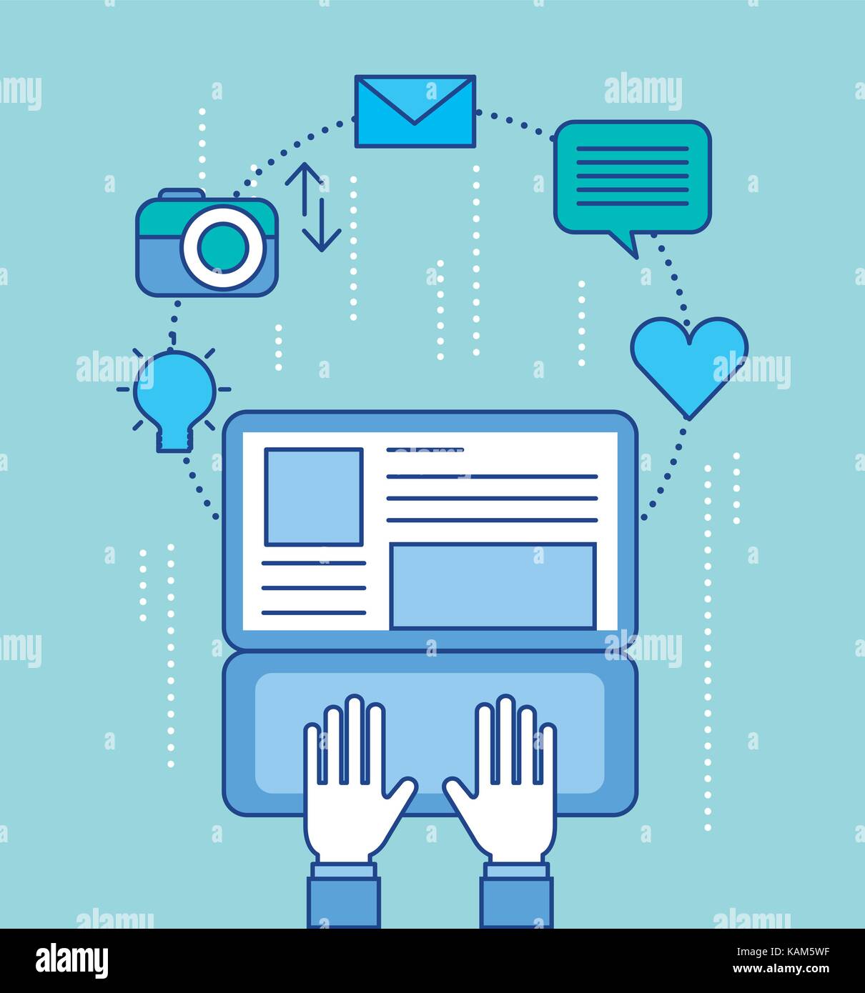 Hands Working Laptop Social Media Network Stock Vector Image Art Alamy