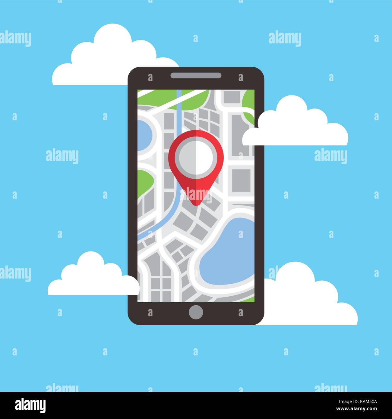 navigation smartphone pin map destination technology Stock Vector Image ...