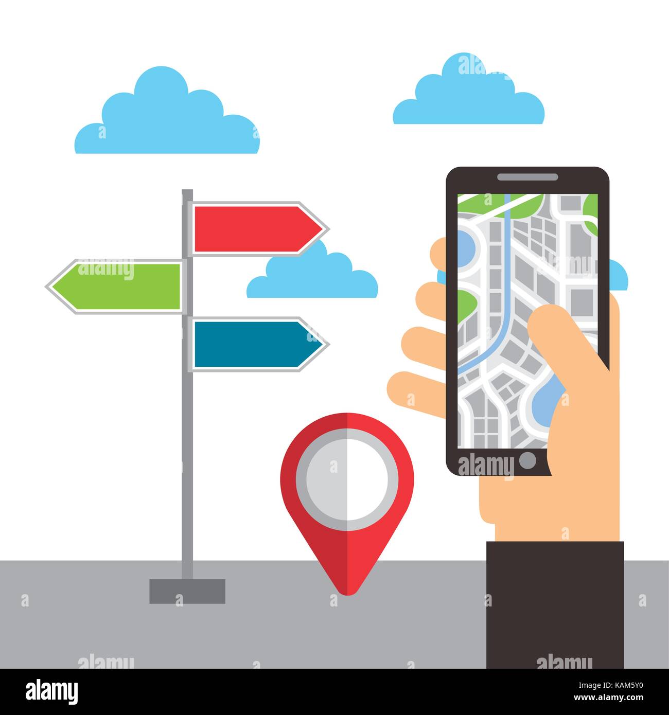 mobile phone navigation app and gps concept Stock Vector Image & Art ...