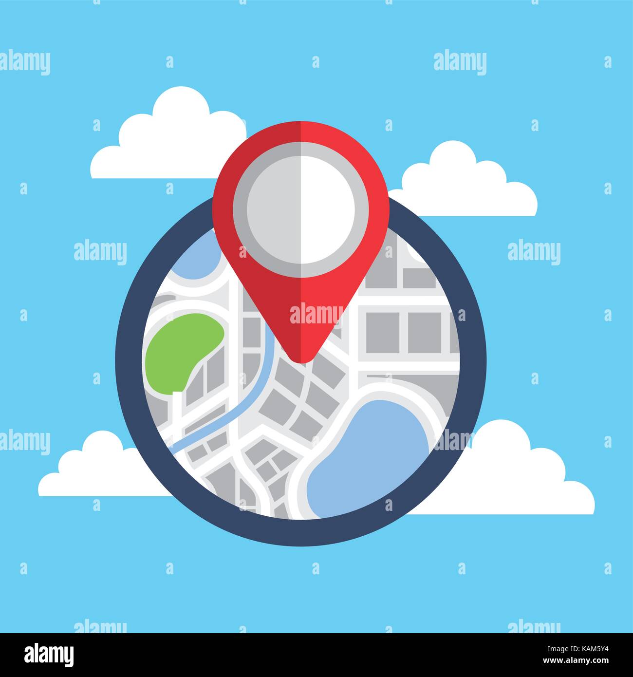 magnifying glass search zoom over navigation map Stock Vector Image ...
