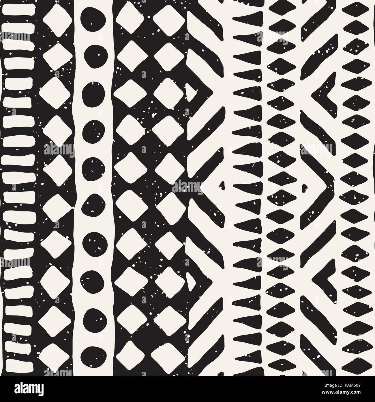Hand drawn painted seamless pattern. Vector tribal design background ...
