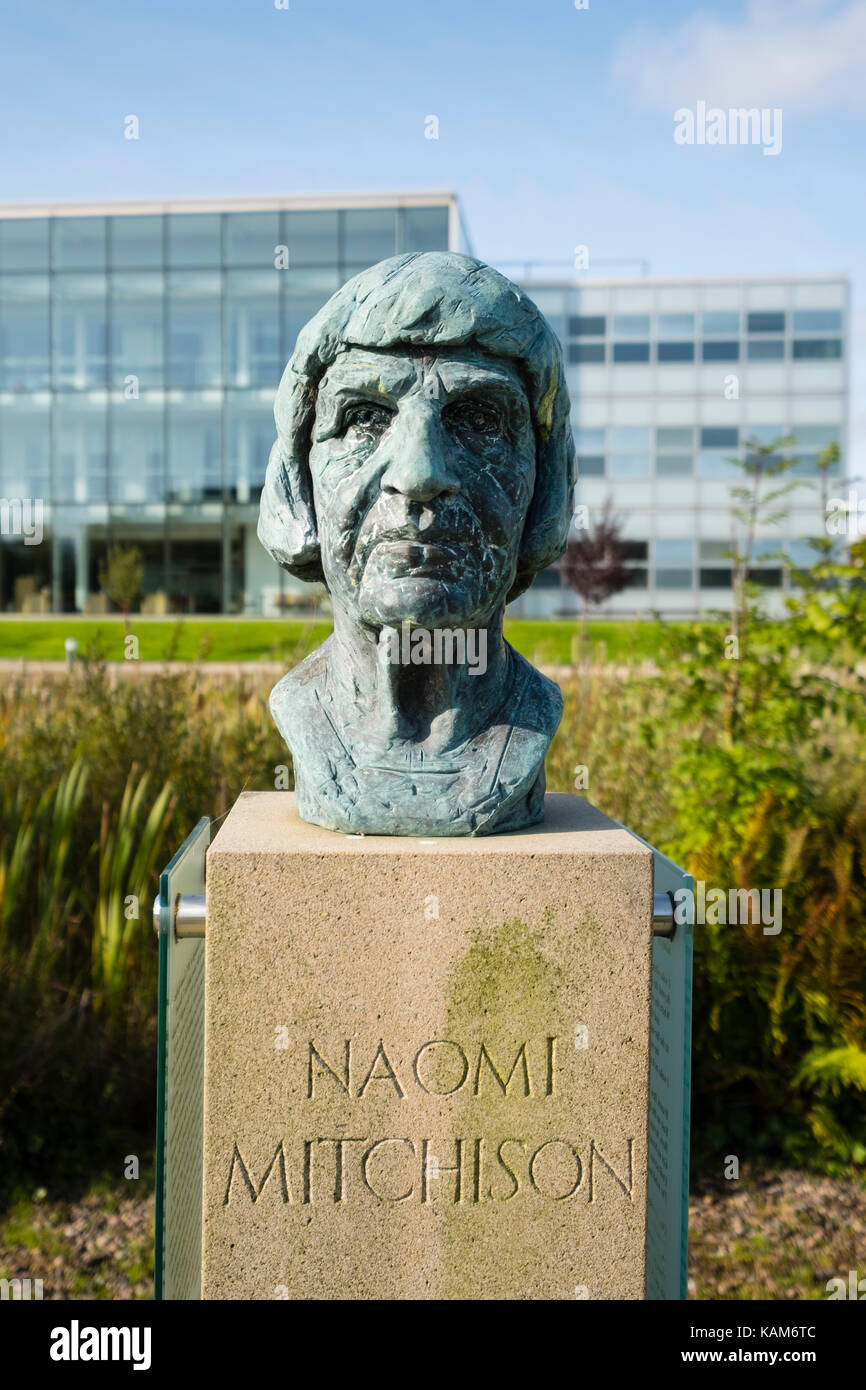 Bust of Scottish novelist and poet Naomi Mitchison at at Edinburgh Park ...