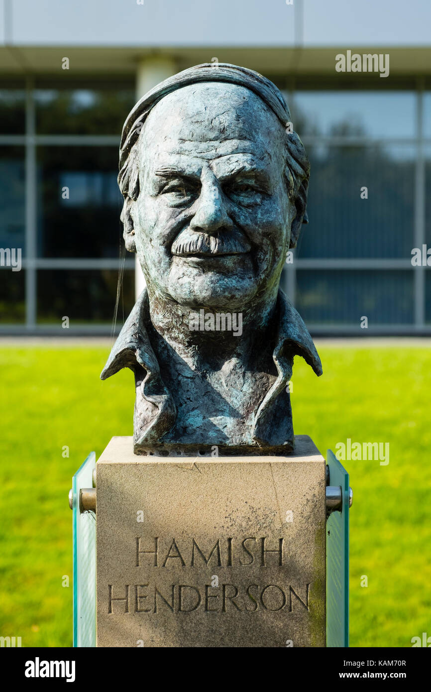 Bust of Hamish Henderson Scottish Poet and Songwriter at Edinburgh Park ...