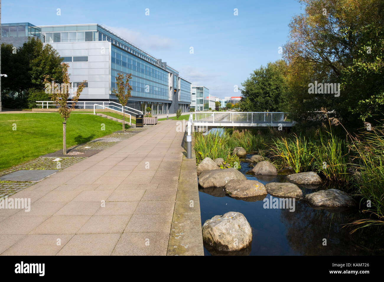 Modern office buildings and landscaped park at Edinburgh Park a modern ...