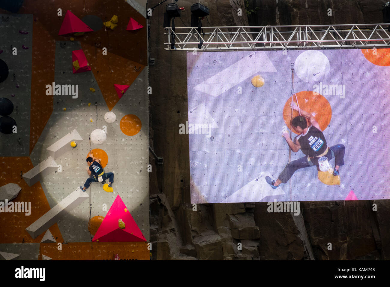 Hanwool Kim of Korea competes in Lead Men's event at the International ...