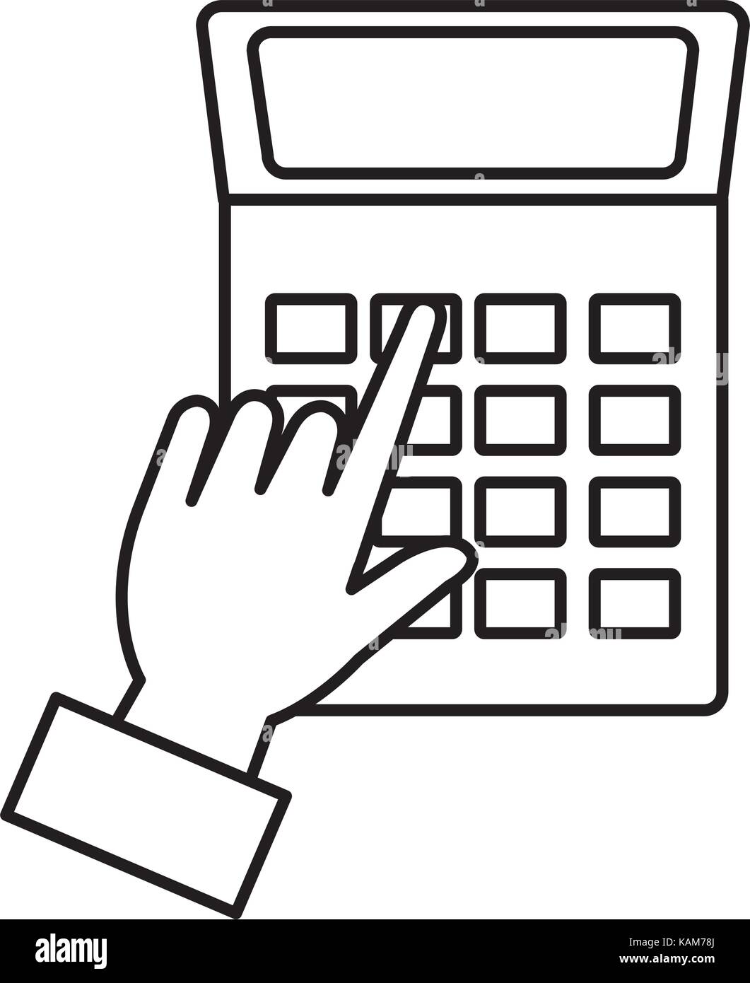 hand human with calculator math isolated icon vector illustration ...