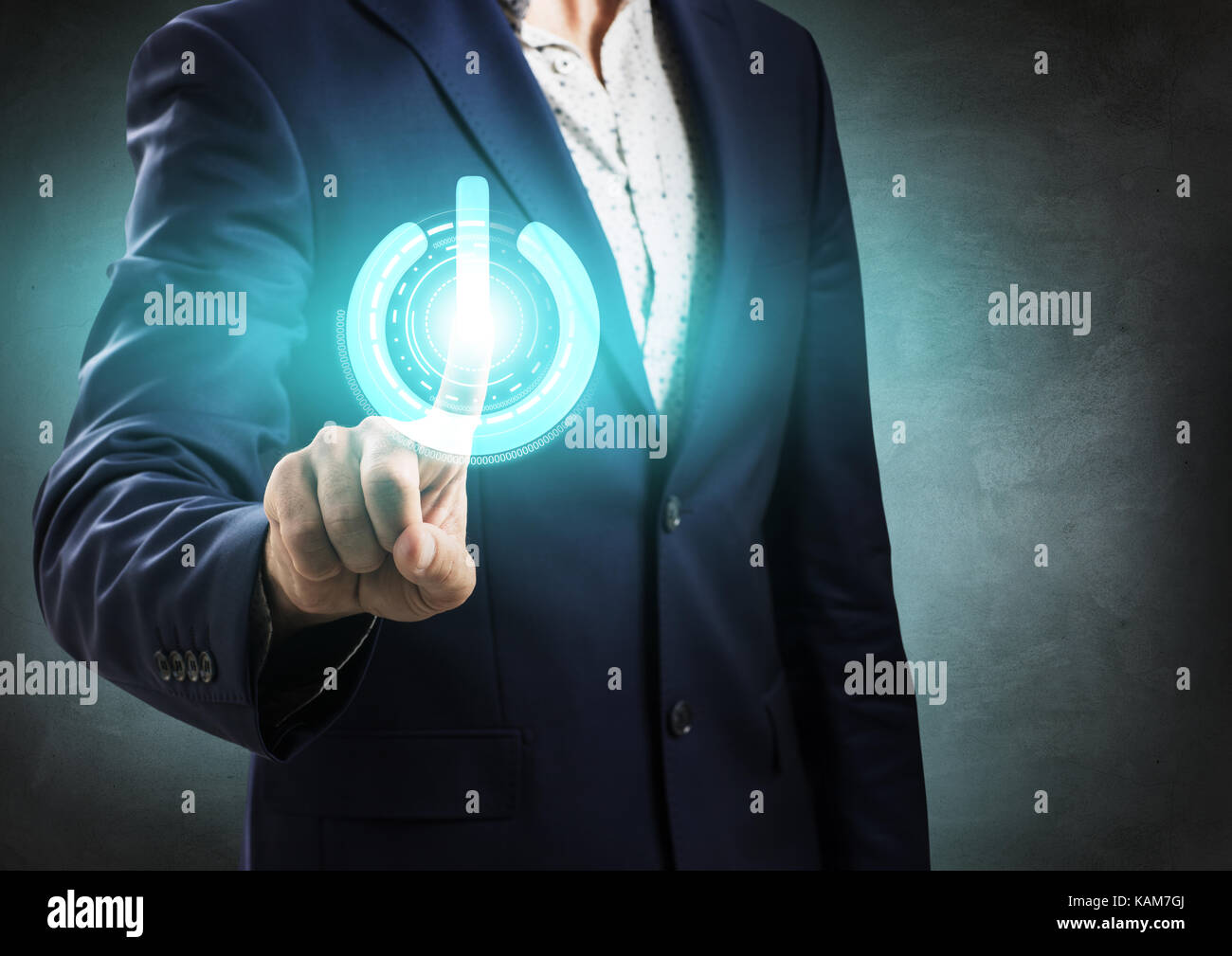 Businessman pressing power button concept hi-res stock photography and ...