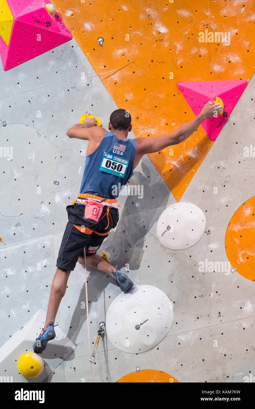 Kai Lightner of the USA climbs in the lead semi-finals at the ...