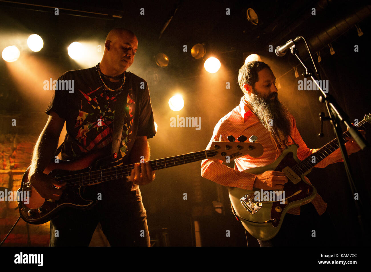 The American pop and rock band Dengue Fever performs a live concert at ...