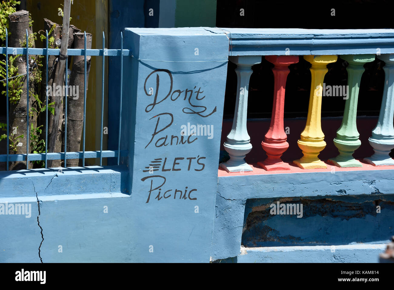 Don't Panic lets picnic sign at the Rainbow Village in Semerang ...