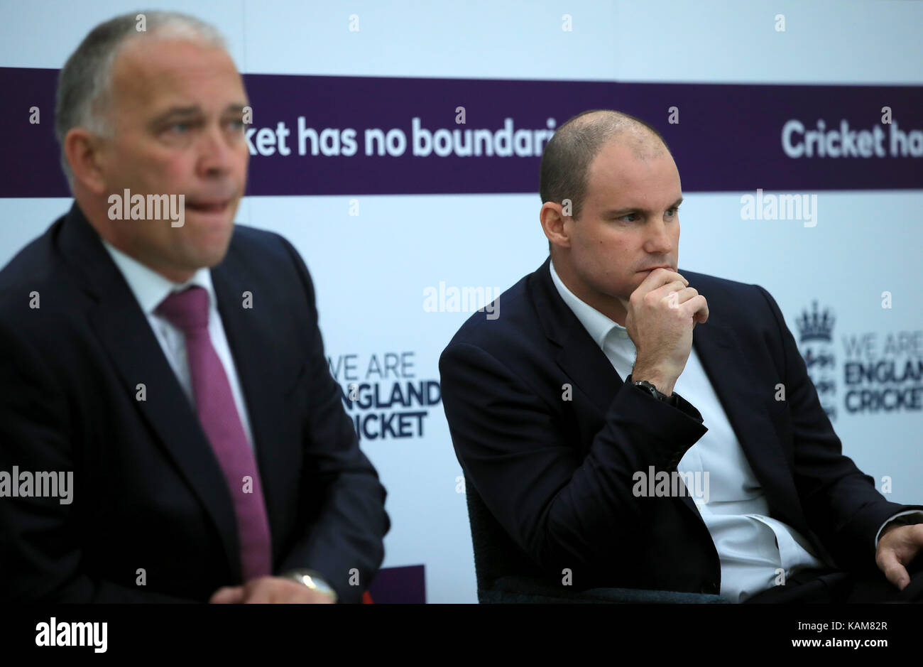 England selector James Whitaker (left) and Director of Cricket Andrew ...