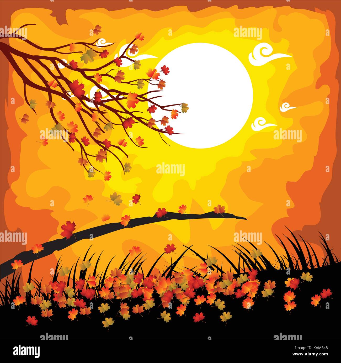 Fall moonlight Stock Vector Images - Alamy