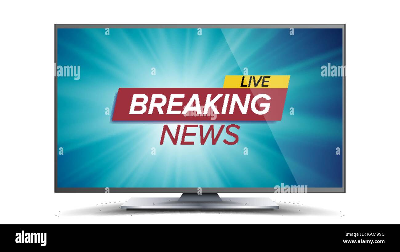 Breaking News Vector. Blue TV Screen. World Global News Concept ...