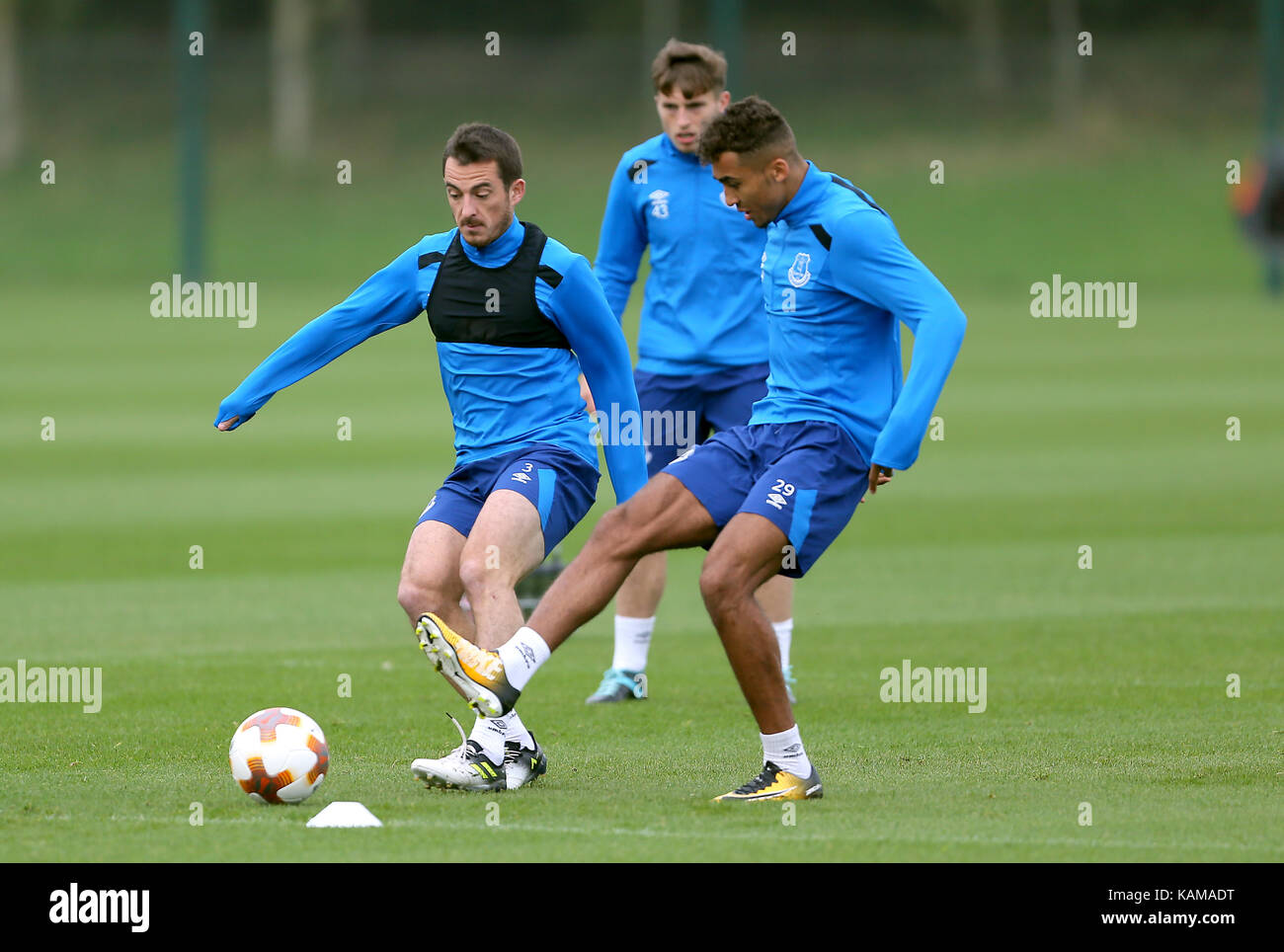 Everton's Leighton Baines (left) and Dominic Calvert-Lewin (right ...
