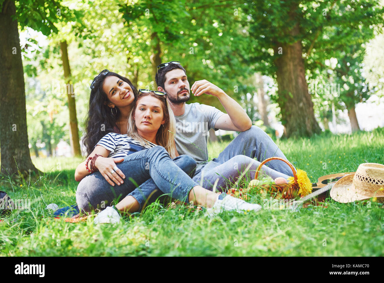 Happy friends having fun outside in nature Stock Photo - Alamy