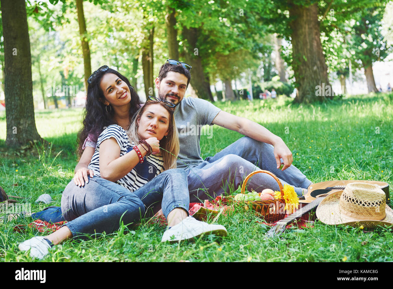 Happy friends having fun outside in nature Stock Photo - Alamy