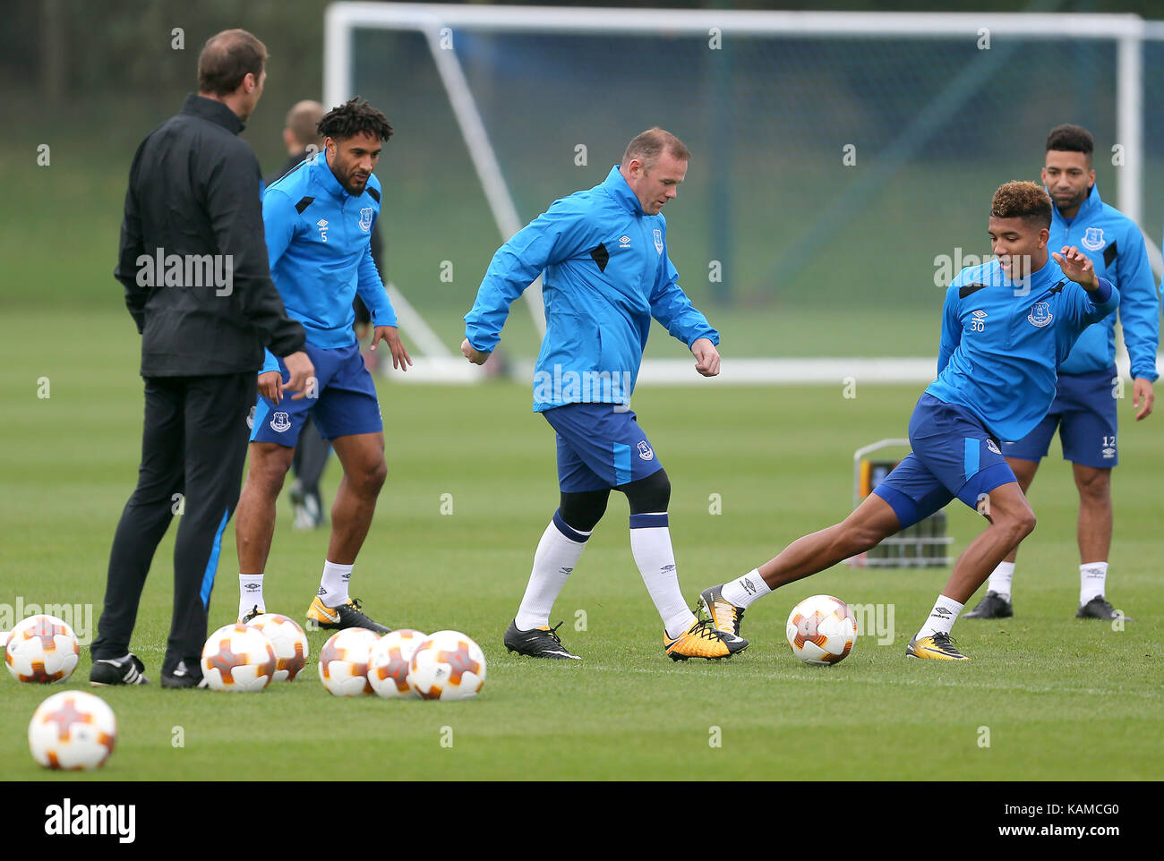 Everton's Wayne Rooney (centre) during the training session at Finch ...