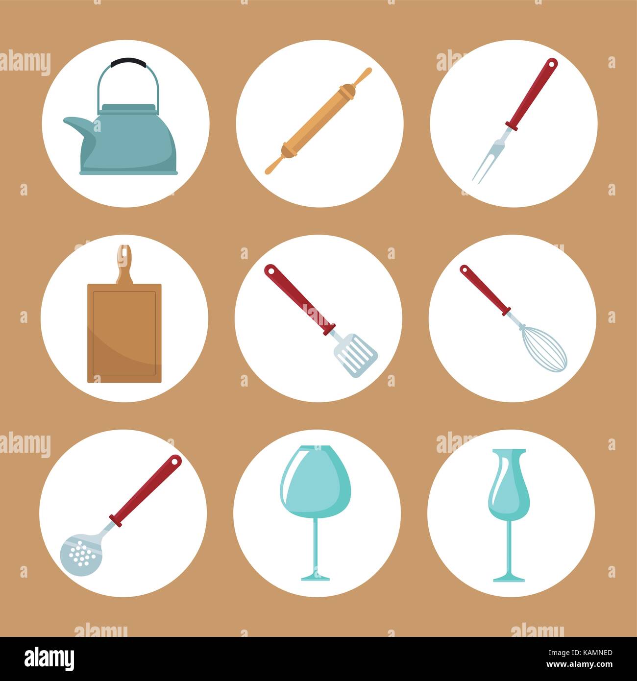 Kitchen utensil round icons Stock Vector Image & Art - Alamy