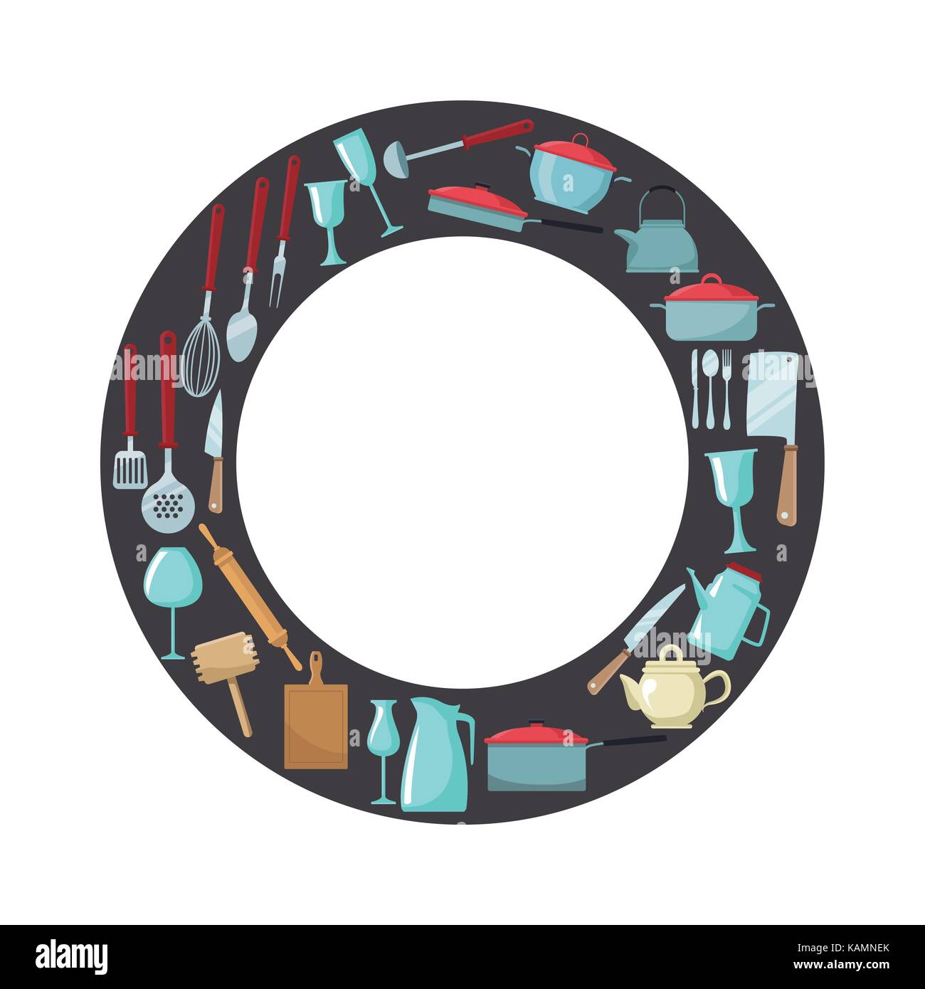 Kitchen utensil round frame Stock Vector Image & Art - Alamy