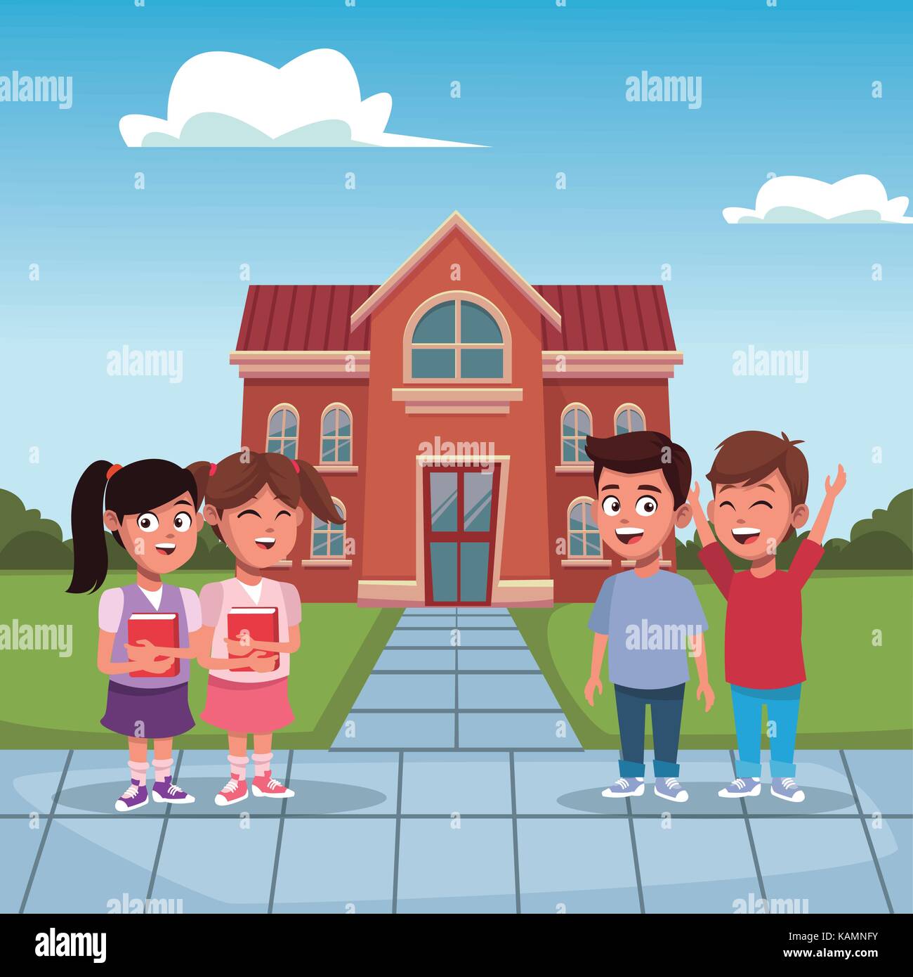 Happy girls school in Stock Vector Images - Alamy