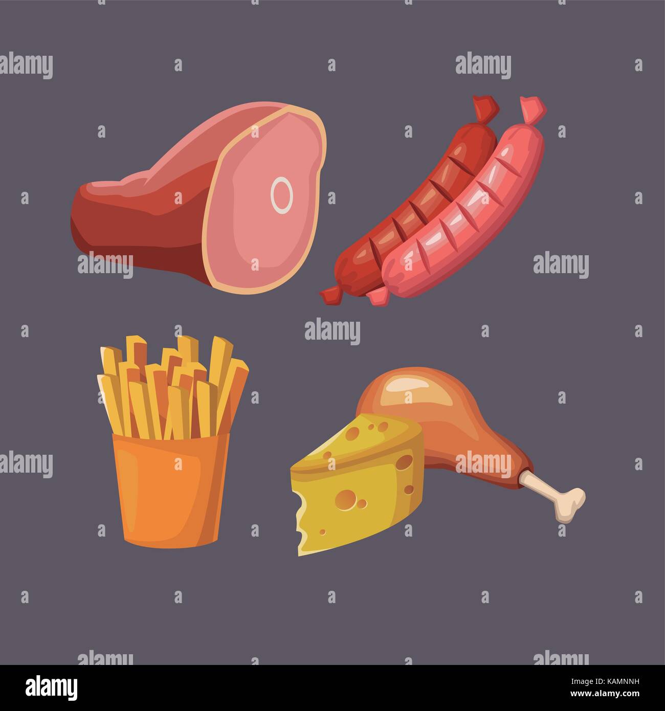 Food french fries sausages Stock Vector Images - Alamy