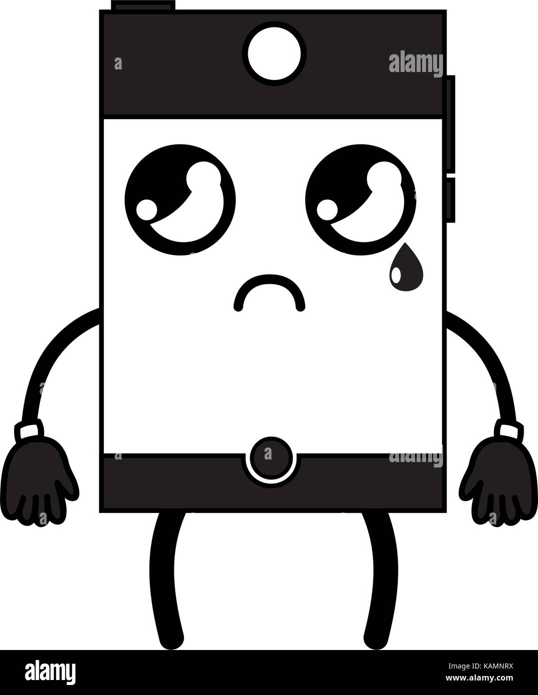 contour kawaii cute crying smartphone technology Stock Vector Image ...