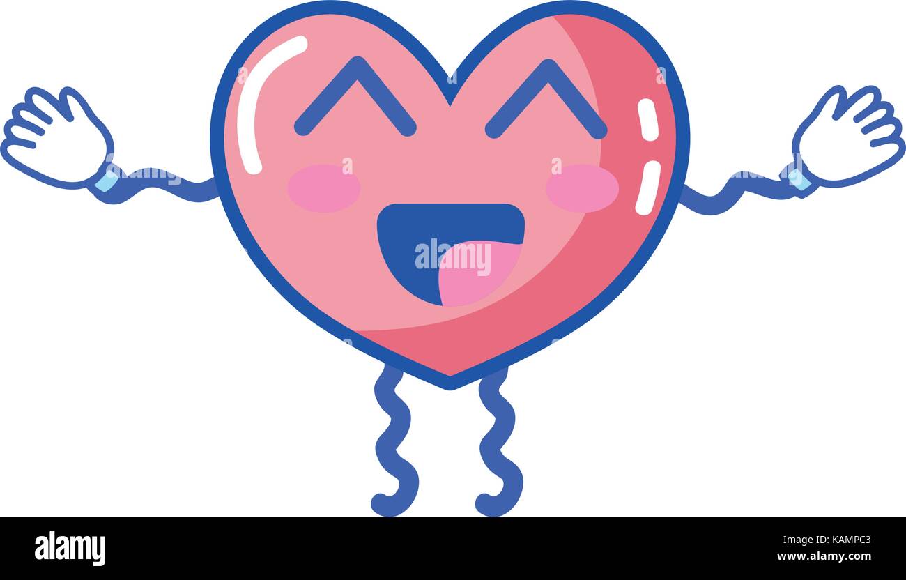 kawaii cute happy heart with arms and legs Stock Vector Image & Art - Alamy
