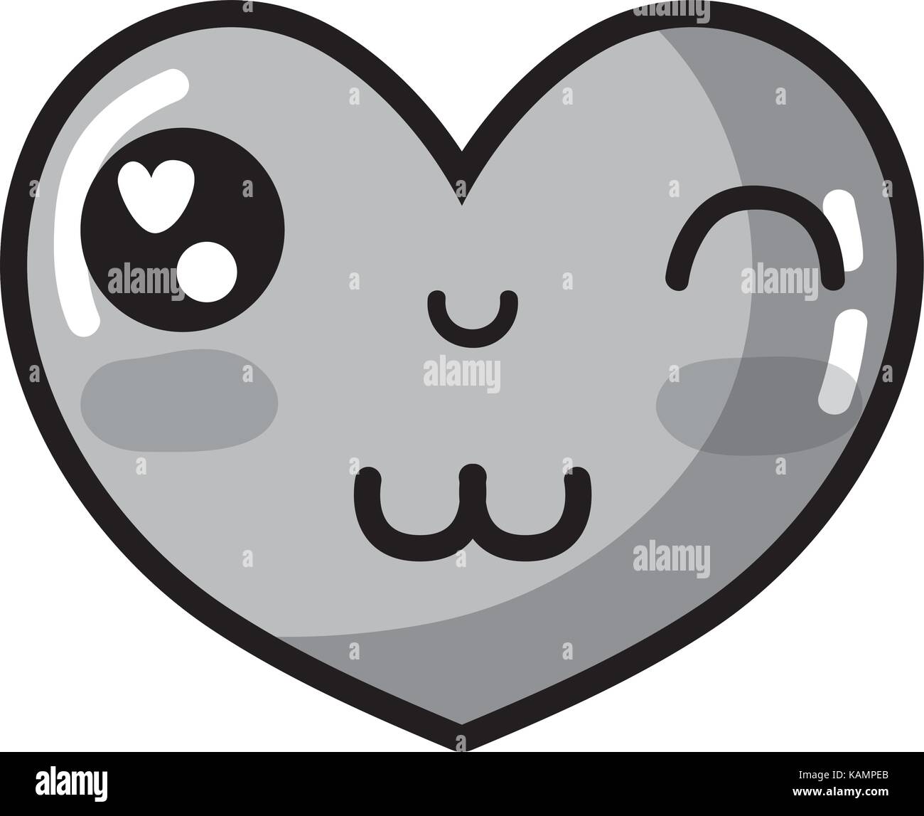 grayscale kawaii cute funny heart design Stock Vector Image & Art - Alamy