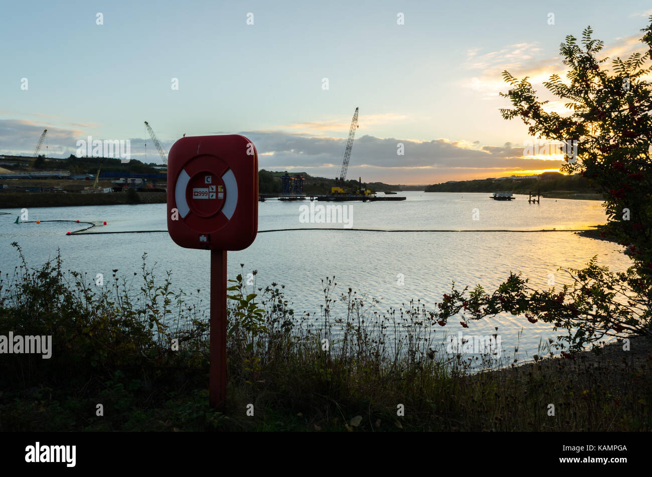 Sunset at the Construction Site of the New Wear Crossing, Pedestrian ...